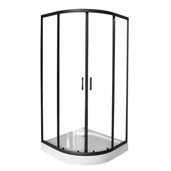 Cabina de dus cu cadita Breezz, Sticla securizata/Aluminiu, 90x90cm ...