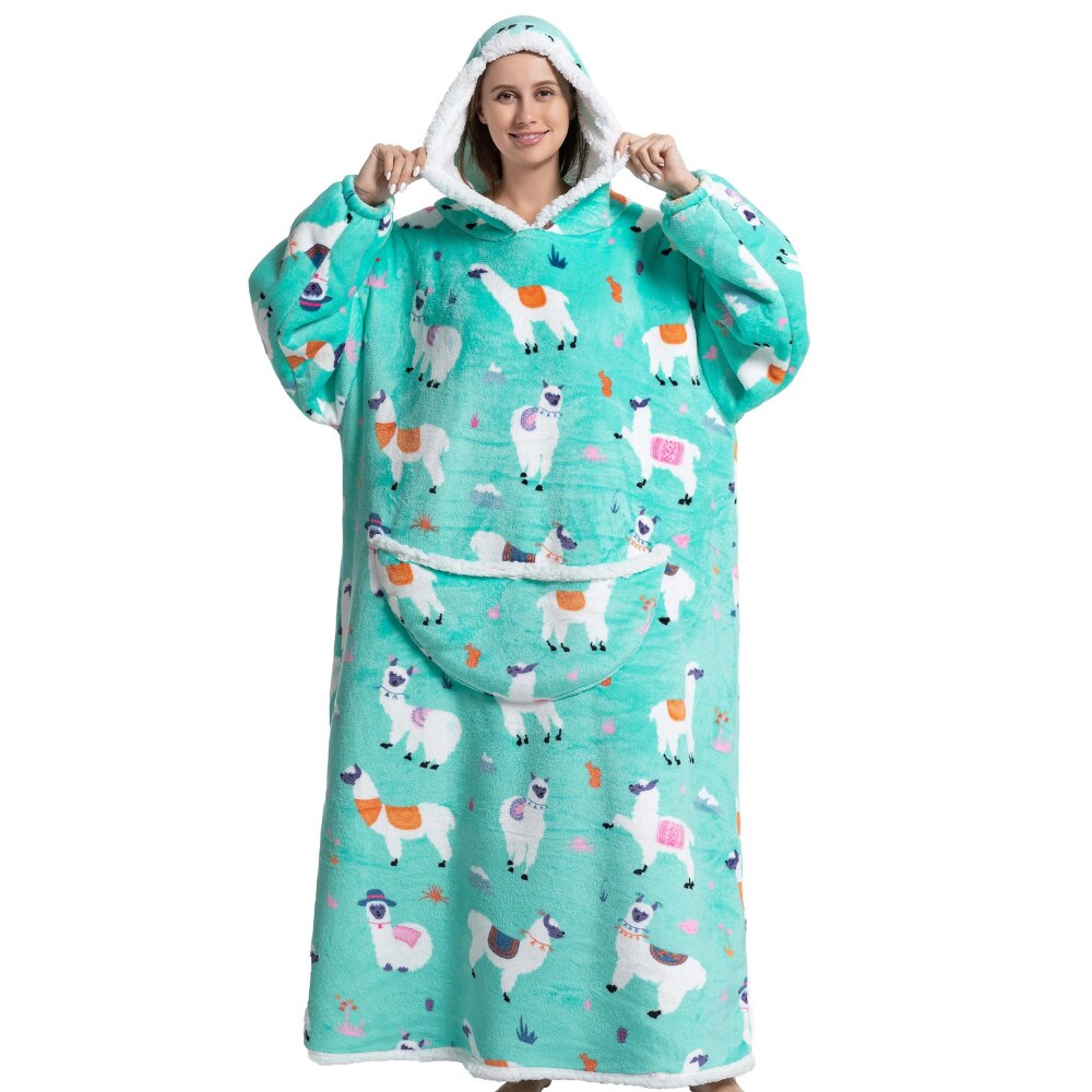 Patura hanorac extra lunga cu gluga maneci si buzunare, Oversized ...