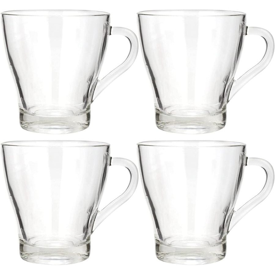 Set 4 cesti cafea/ceai Excellent Houseware, sticla, 9x9.5 cm, 300 ml ...