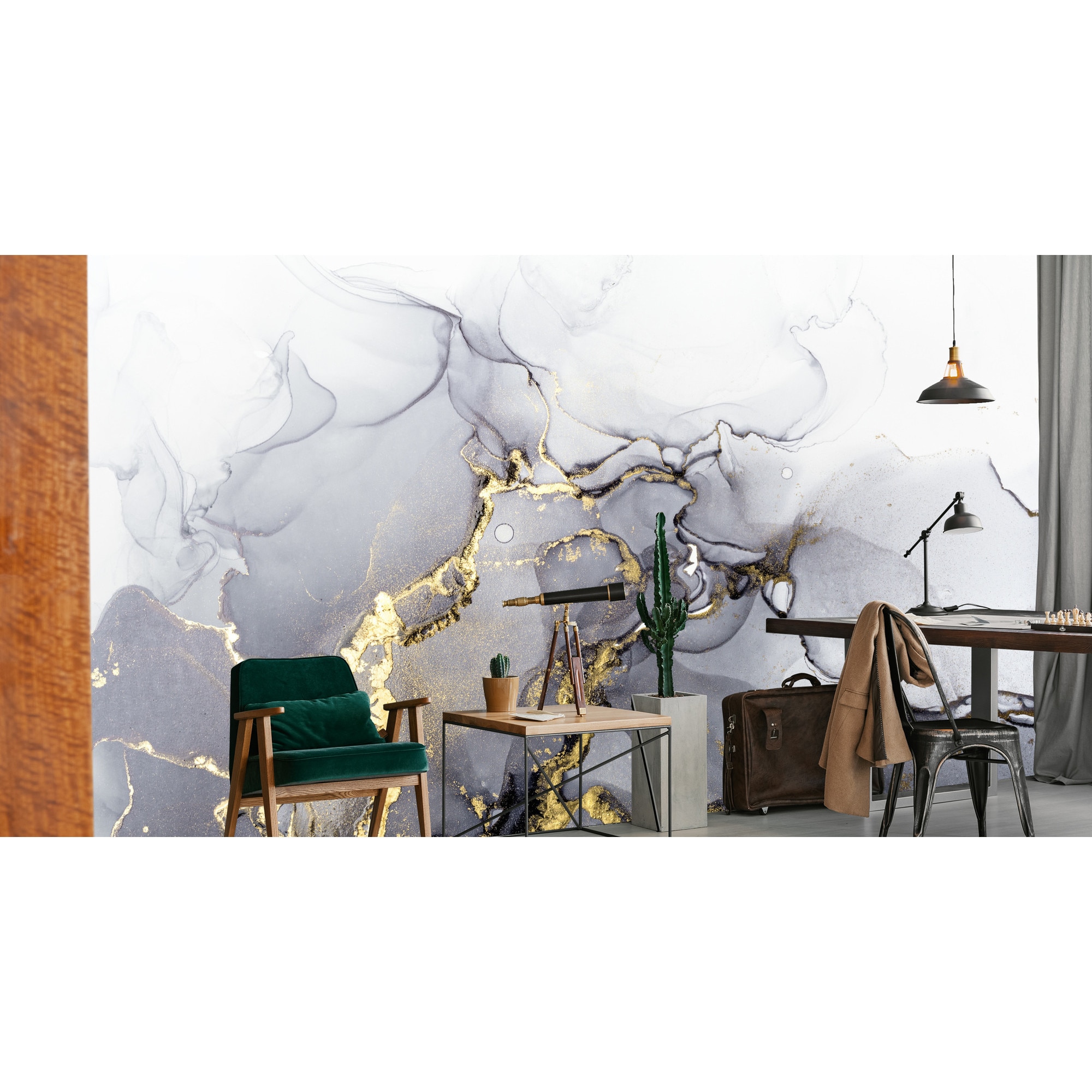Muralo Fotótapéta modern, absztrakt márvány, arany elemek, nappali ...