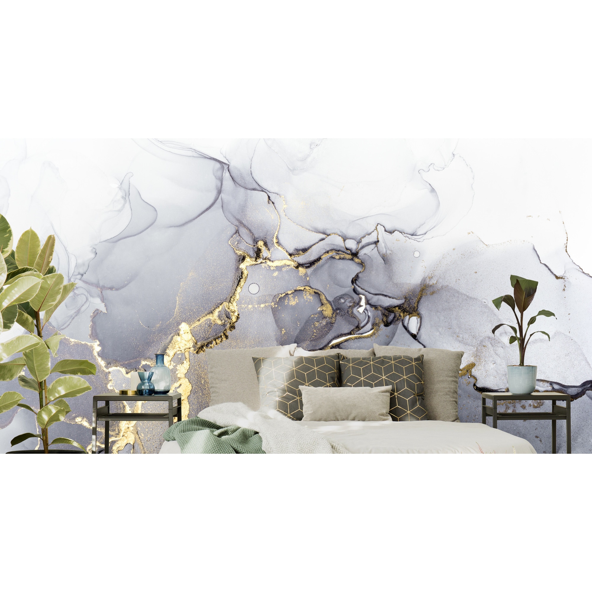 Muralo Fotótapéta modern, absztrakt márvány, arany elemek, nappali ...