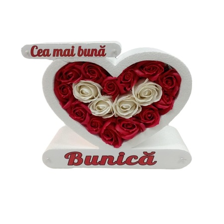 Aranjament trandafiri de sapun, cea mai buna bunica, inima mica, rosu ...