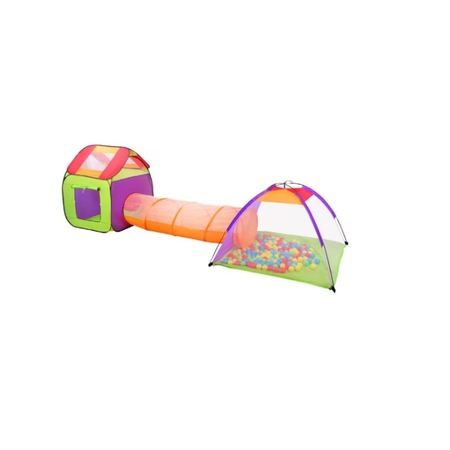 Set 2 corturi copii cu tunel, OM Market, 200 de bile, Multicolor - eMAG.ro