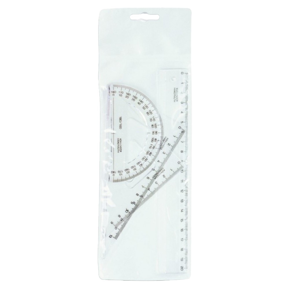 Set 2 x Trusa Geometrie Mica Cristal, Rigla, 2 Echere si Raportor, Koh ...