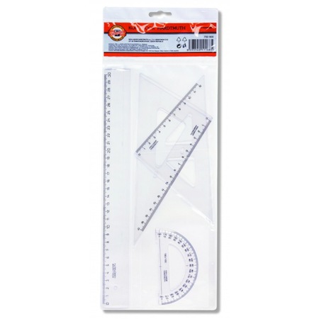 Set 2 x Trusa de Geometrie Mediu Cristal, Rigla, 2 Echere si Raportor ...