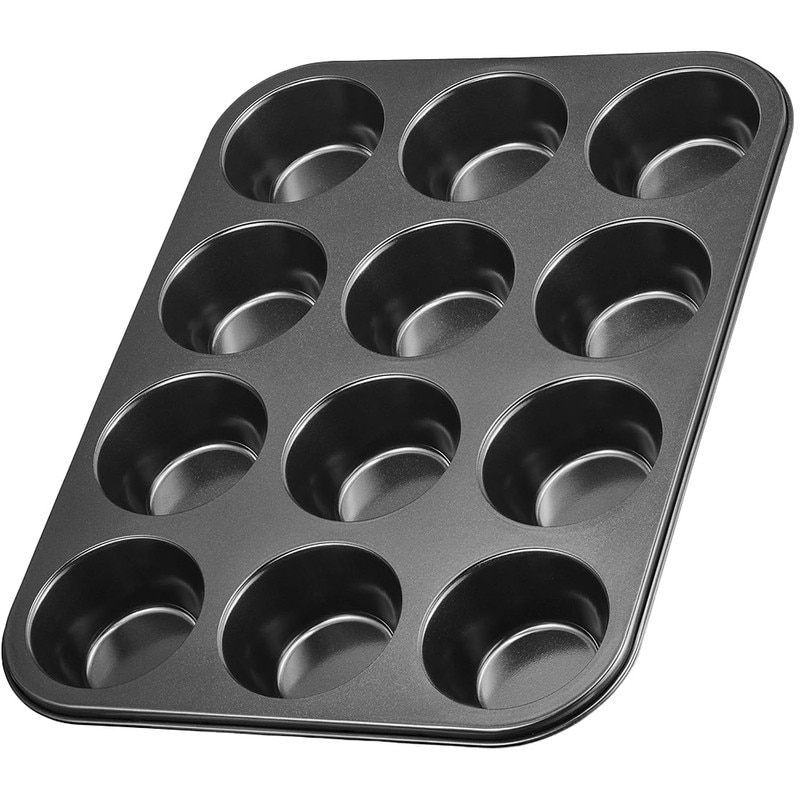 Tava pentru briose, Ronyes®, 12 forme, 26 × 35 cm, Negru - eMAG.ro