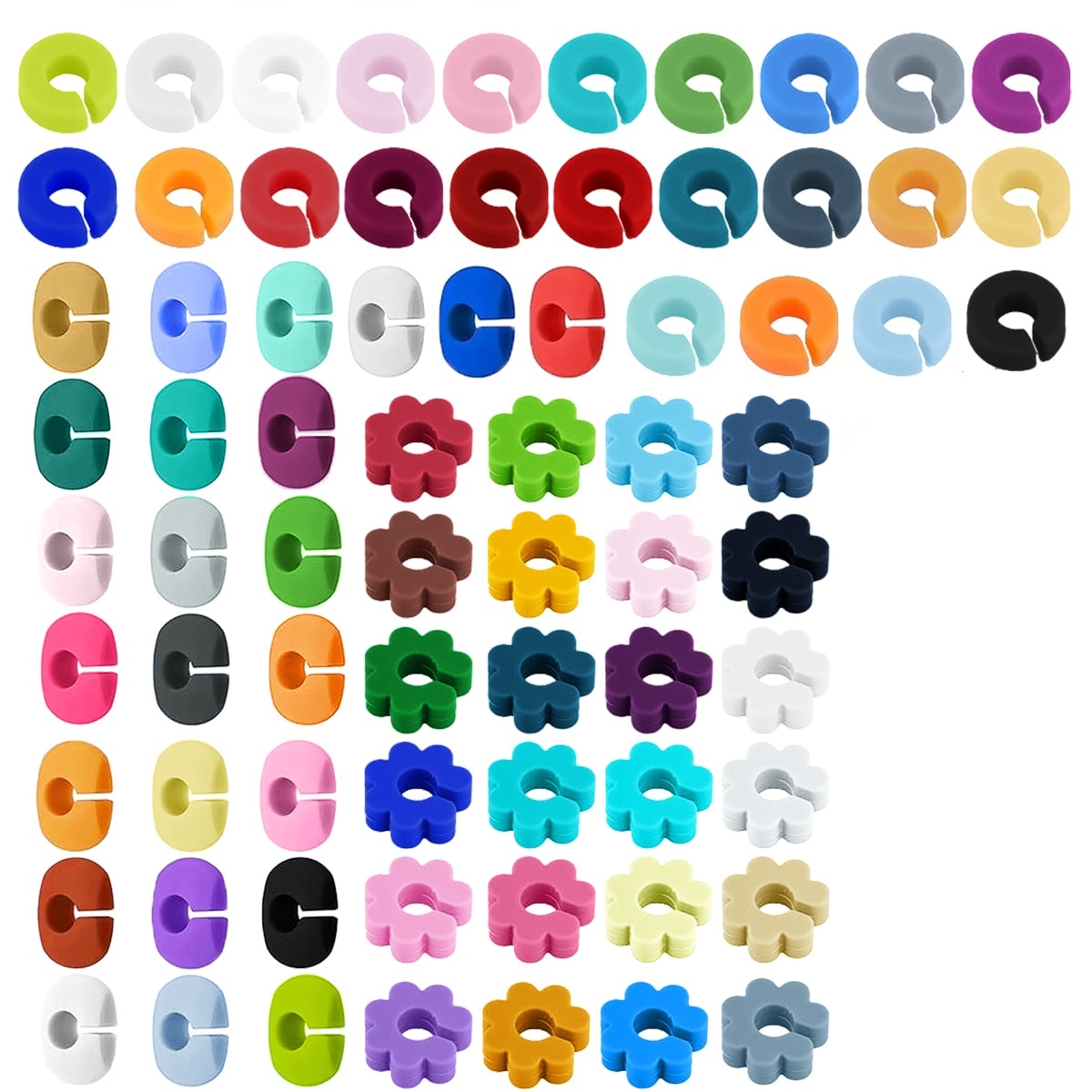 Set 72 marcatoare pahare, Silicon, Multicolo - eMAG.ro