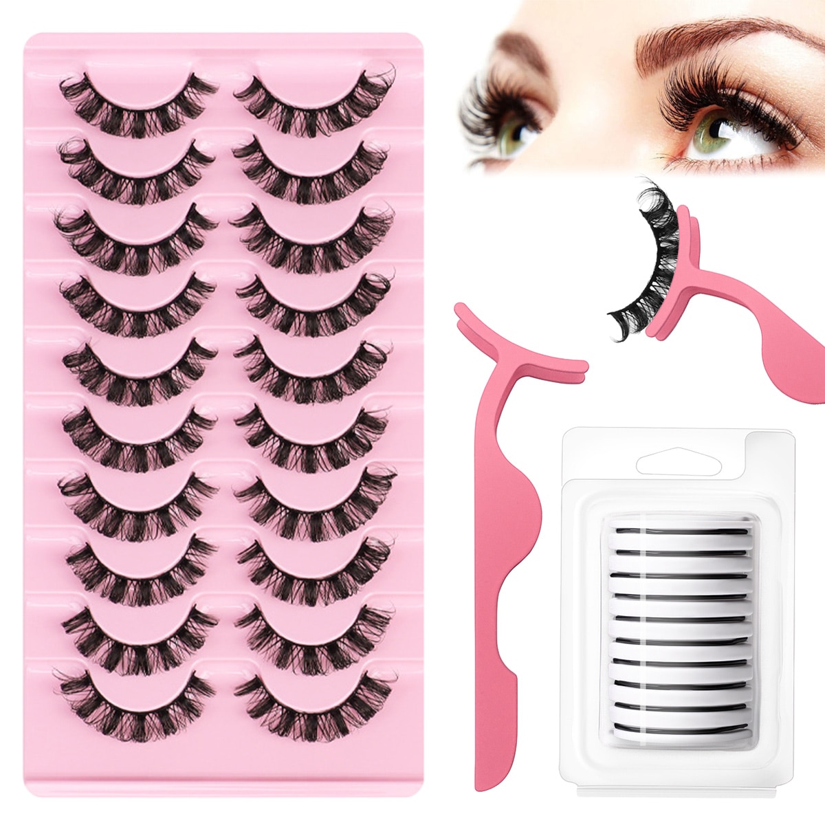 Set 10 Perechi Gene false 3D, Fibra sintetica, Negru - eMAG.ro