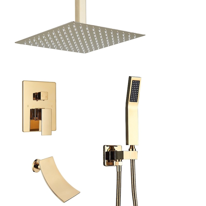 Sistem de Dus Incastrabil, Finisaj Auriu Lucios, Functie Cascada, Para ...