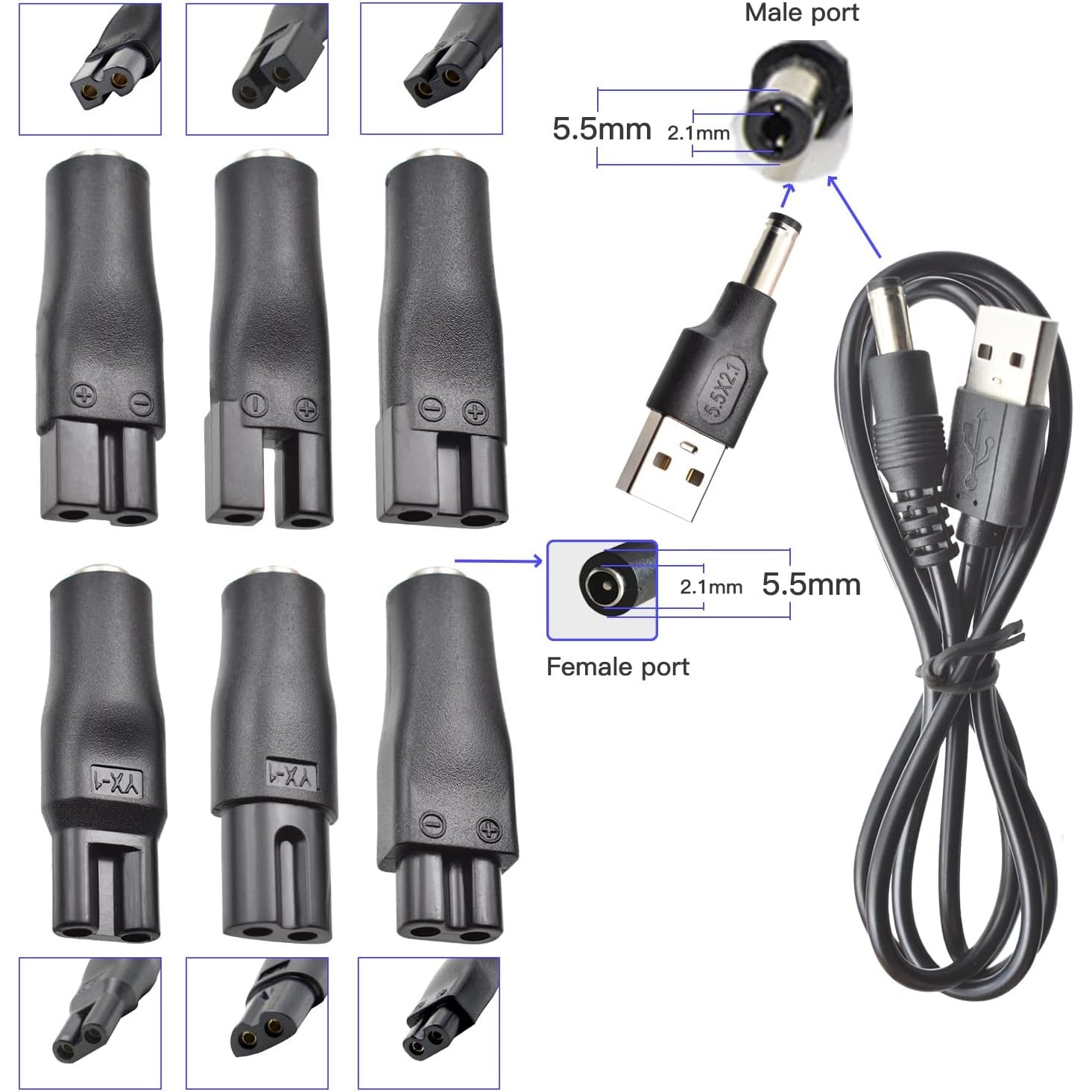Cablu Alimentare Aparat Ras Philips, USB, cu 6 adaptoare universale ...