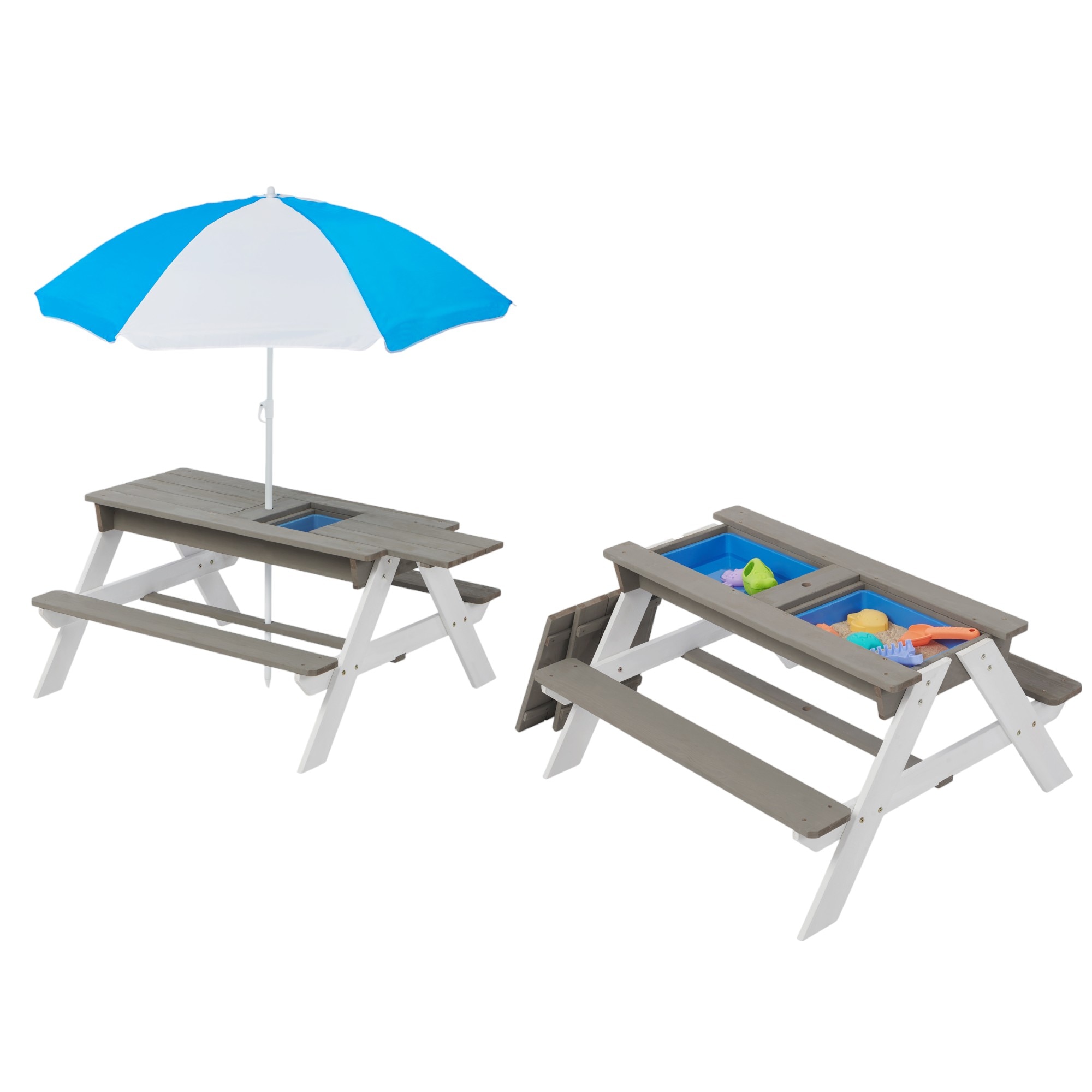 Masa de gradina pentru copii 3 in 1, GINGER HOME, umbrela cu inaltime ...