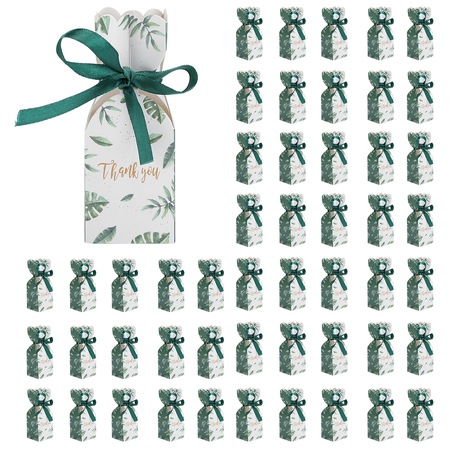 Set 50 cutii pentru marturii, Model frunze/flori, Carton, 12 x 5 x 5 cm ...