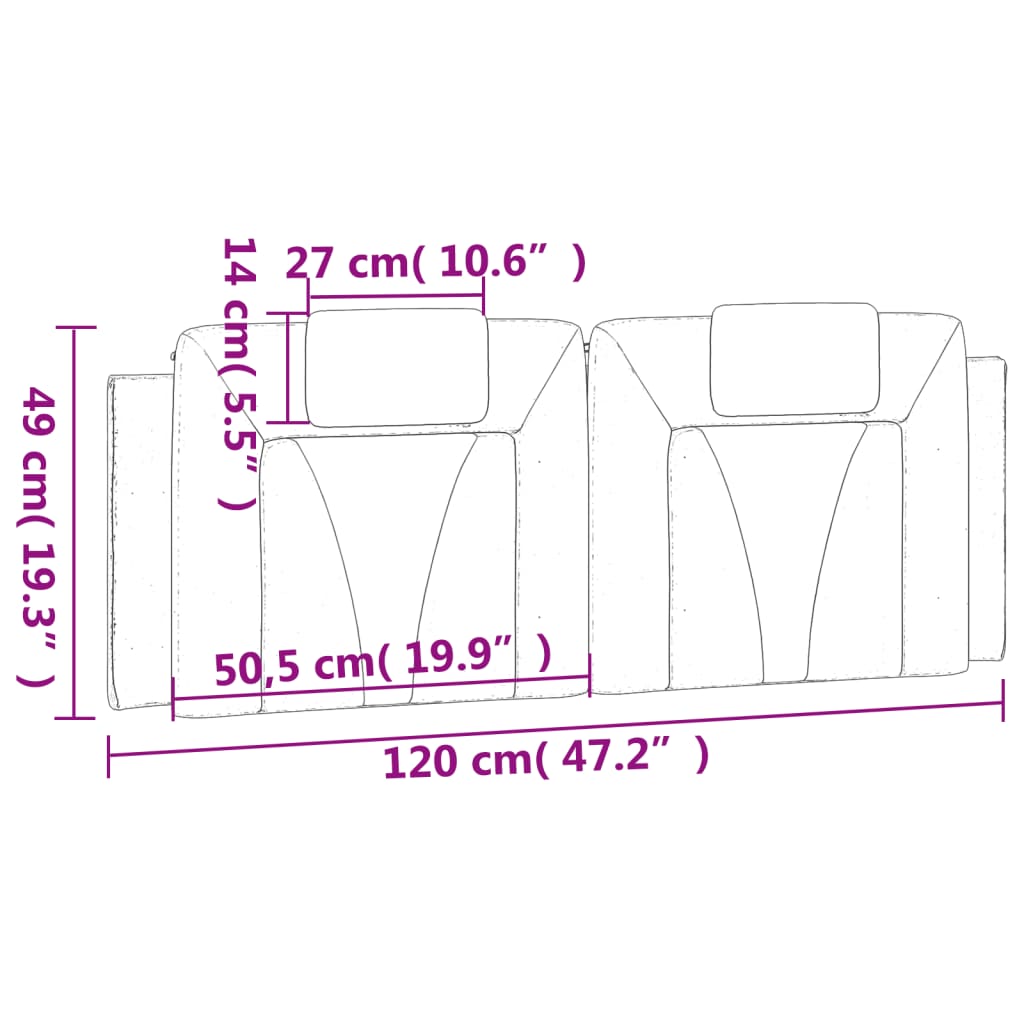 Perna pentru tablie pat vidaXL, maro, 120 cm, piele artificiala, 1.45 ...