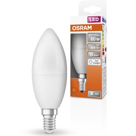 Bec LED Osram Star, B60, E14, 7.5W (60W), 806 lm, lumina rece (6500K), clasa energetica F - eMAG.ro