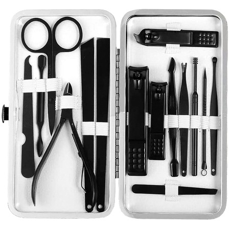Trusa manichiura si pedichiura, ustensile pentru cosmetica, 15 piese, zenifique, negru - eMAG.ro