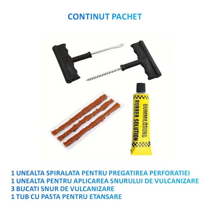 Kit vulcanizare pentru reparatie pana anvelope NEXTLY, 3 snururi ...