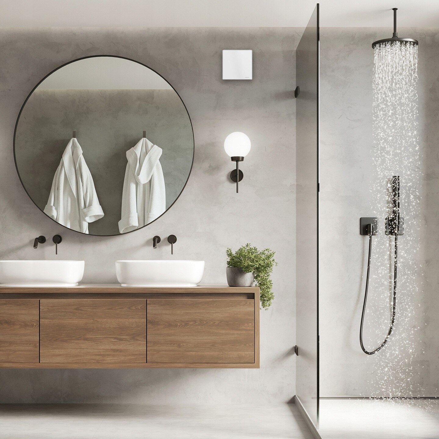 Ventilator de baie Eberg EVO 100 cu panou de sticla alb lucios, 15W - eMAG.ro