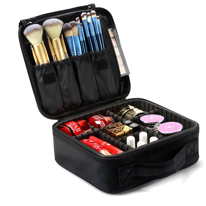 Geanta pentru Machiaj de Calatorie Retoo cu 7 Separatoare Ajustabile, 4 ...