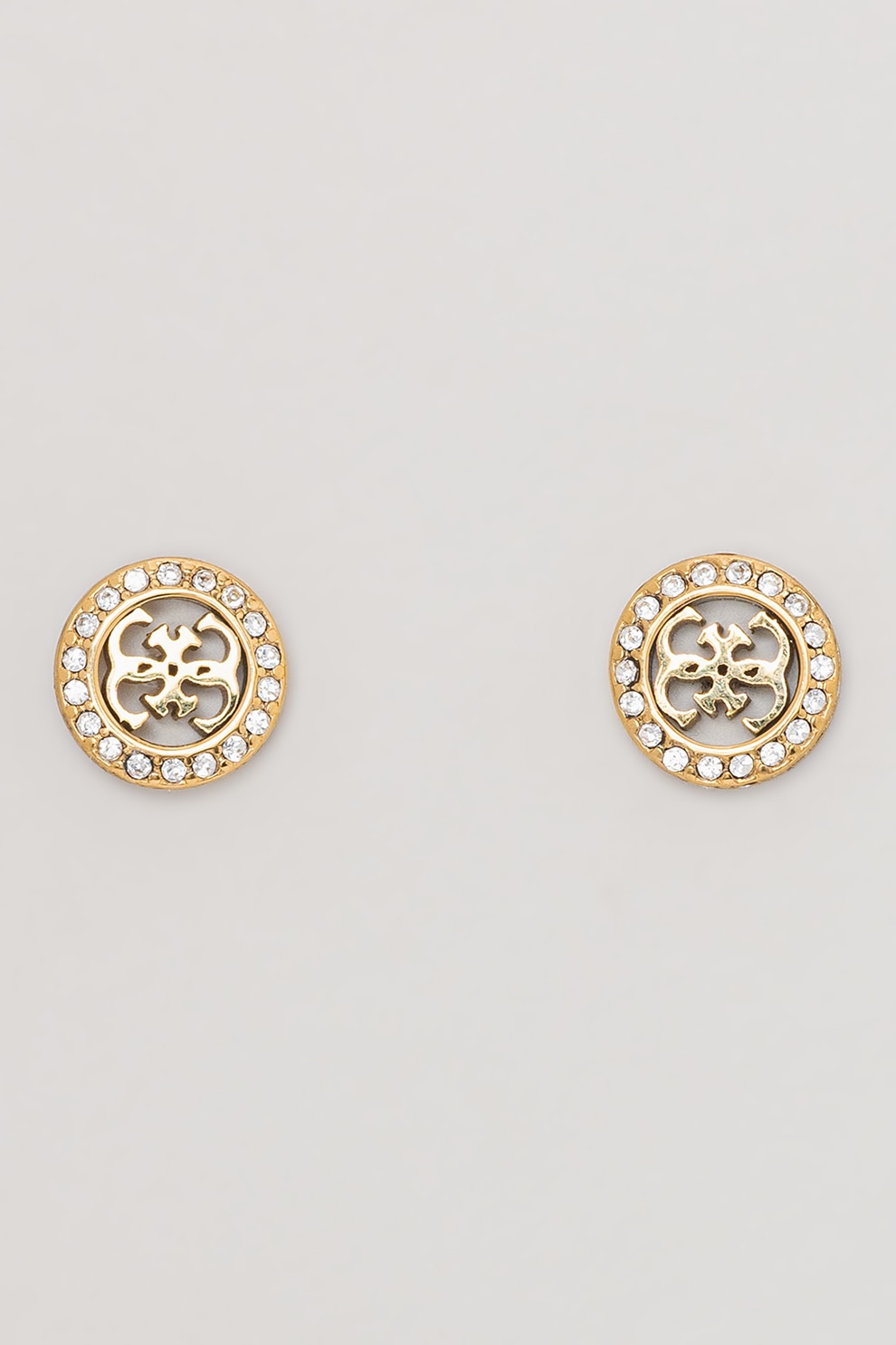 Guess, Earrings, Cercei rotunzi din otel inoxidabil cu logo, Auriu ...