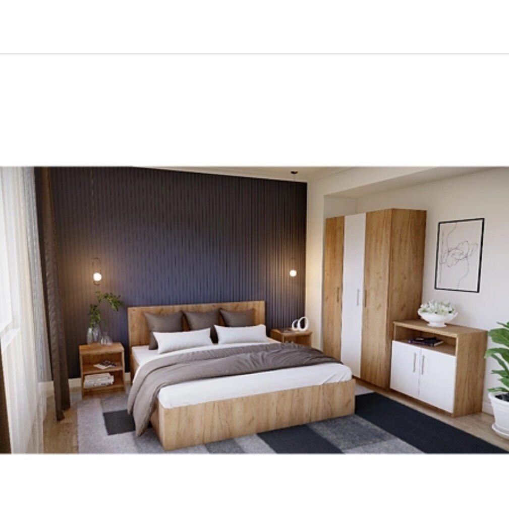 Set Mobila Dormitor, Aura, Sonoma&Alb - eMAG.ro