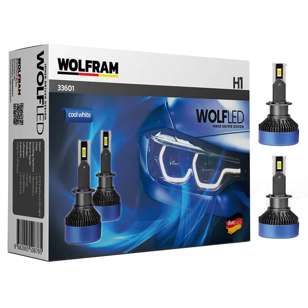 Set 2 becuri LED H1 75W 11000K 6000LM WOLF LED Wolfram - eMAG.ro