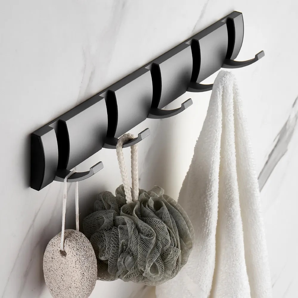 Cuier aluminiu cu 5 agatatori rabatabile, Modern, Montare pe perete ...