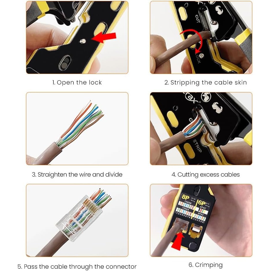 Cleste sertizare mufe, pentru RJ45 Cat.5e/Cat.6/Cat.6A/Cat.7, RJ11 ...