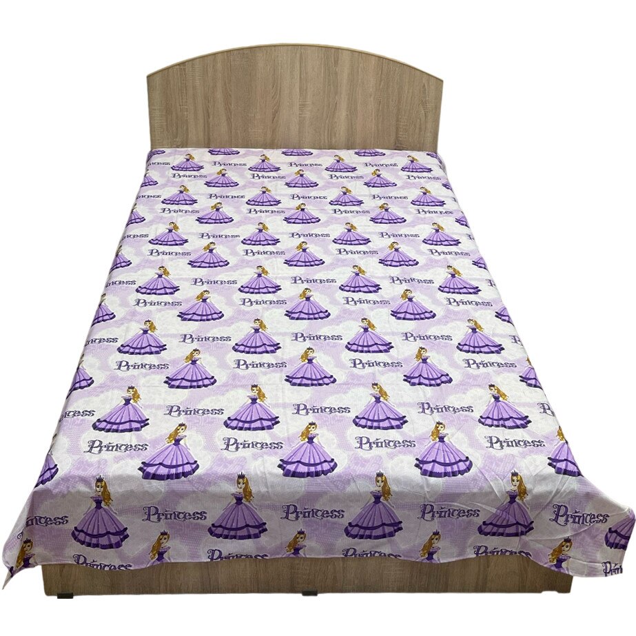 Cearceaf alb/mov, 140x215cm pentru pat single, pentru saltea de 90 cm ...