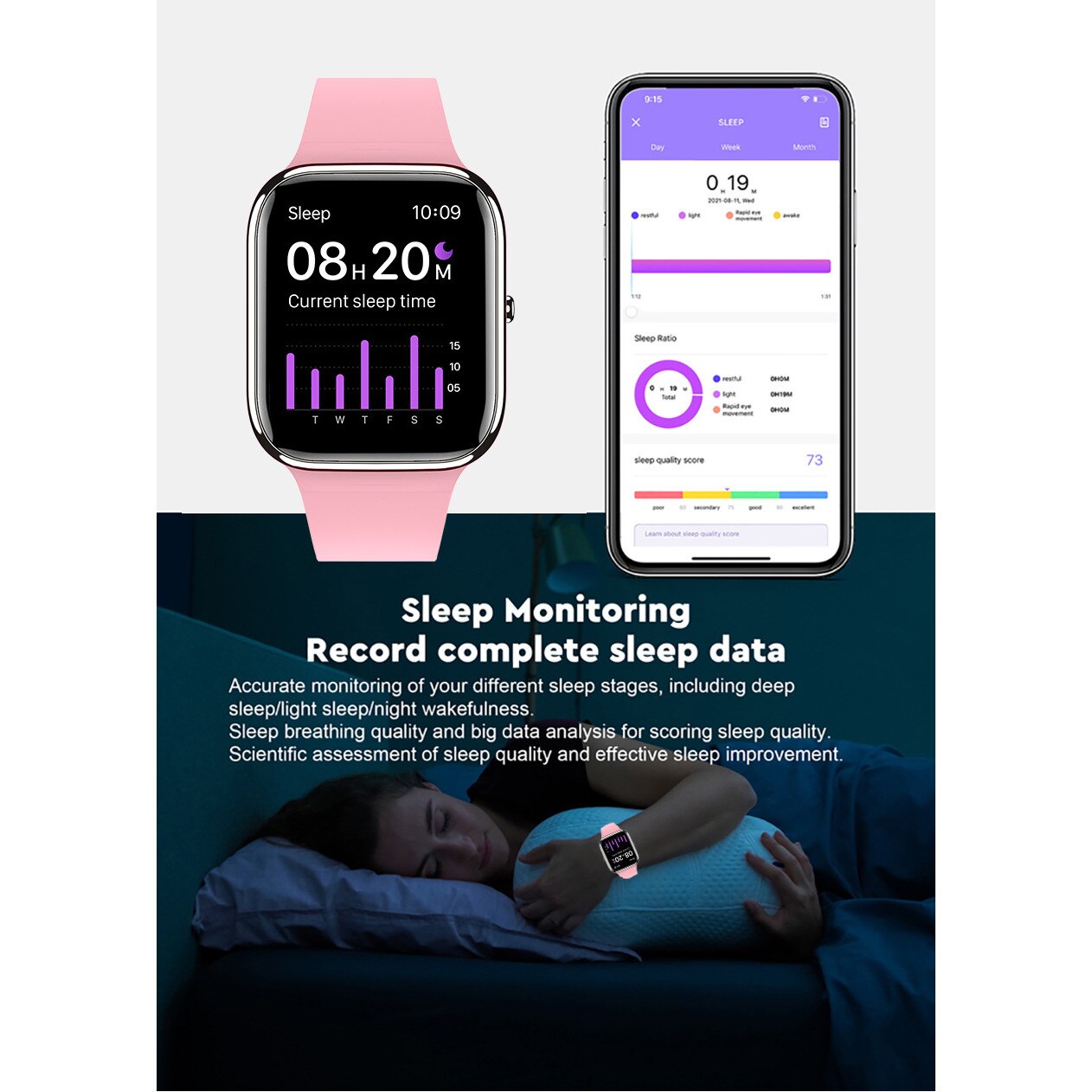 Y9PRO Smartwatch, 1,85 инча, Multi Sport, Кръвна глюкоза, Сърдечен ...