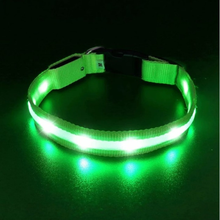 Zgarda pentru caine, lumina led, 3 moduri de aprindere, circumferinta ...