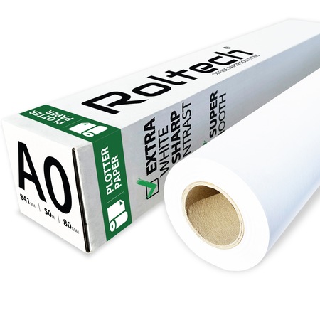 Set 2 Role Hartie plotter A0 ROLTECH, Dimensiune 841mm x 50m, 80 gr/m² ...