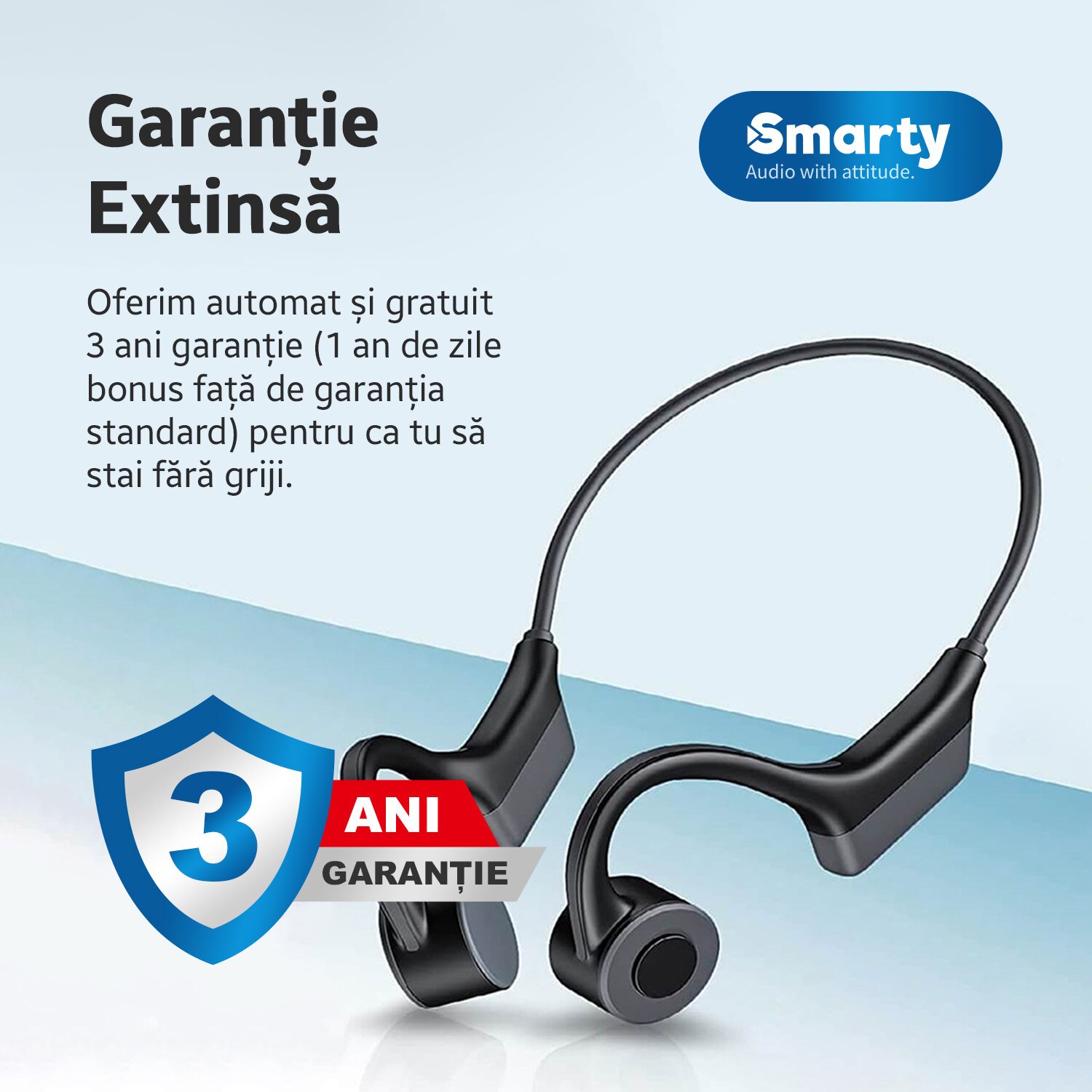 Casti audio sport Smarty® Wave, conductie osoasa, open ear, fara fir ...