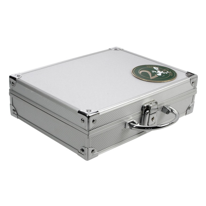 Valiza din aluminiu pentru monede, Safe Albums 172, argintiu, colturi ...