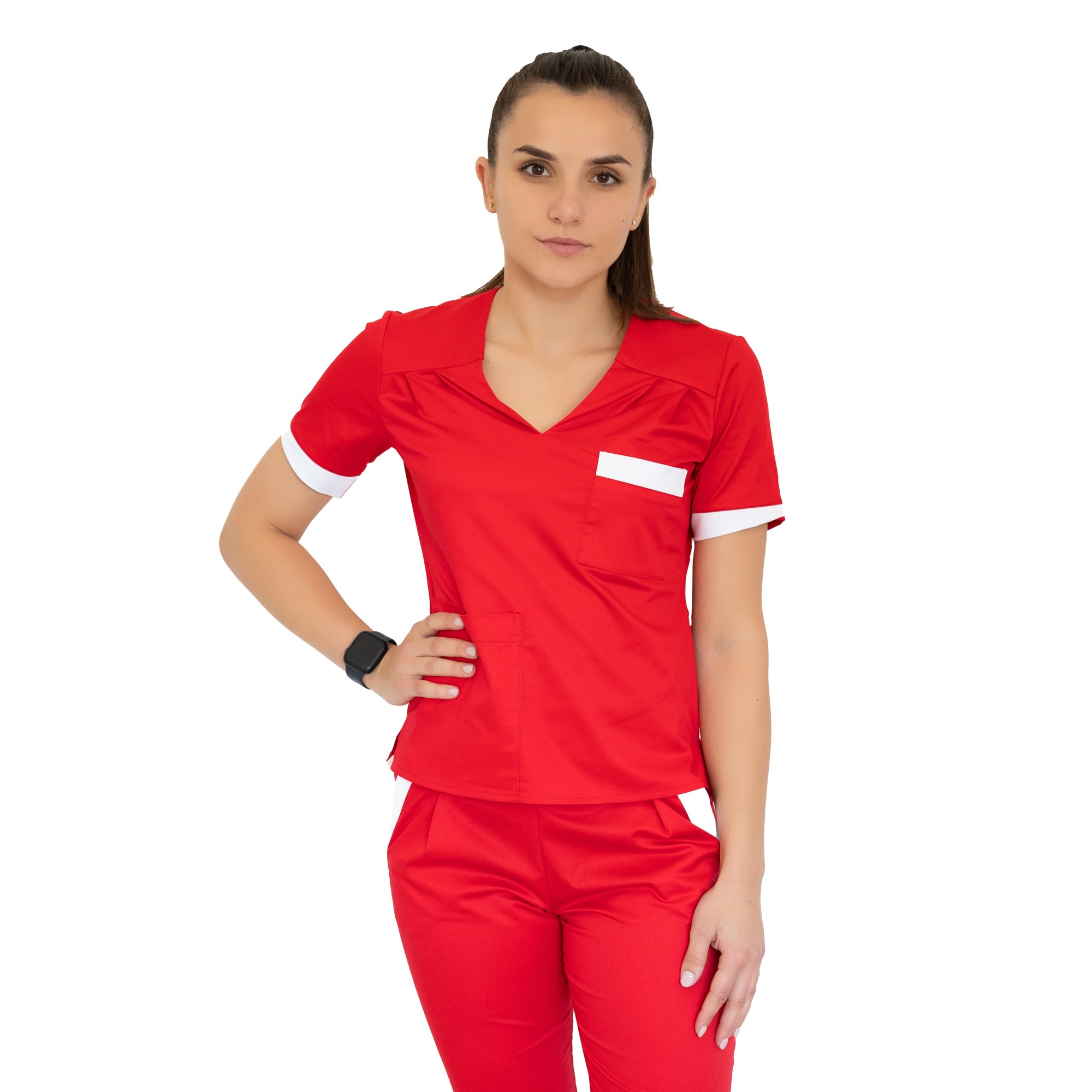 Costum medical Adora, Rosu, 36-S - eMAG.ro