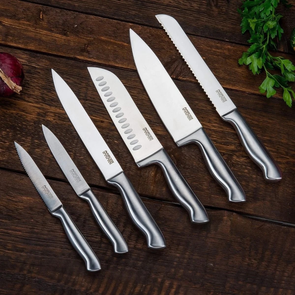 Set de 6 cutite de bucatarie profesionale din otel inoxidabil - eMAG.ro