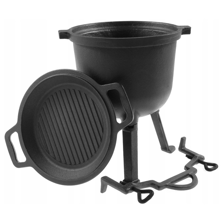 Ceaun 2in1 cu capac-gratar, Rossner, Fonta, 36 cm, 8 l, 15 kg, Negru ...