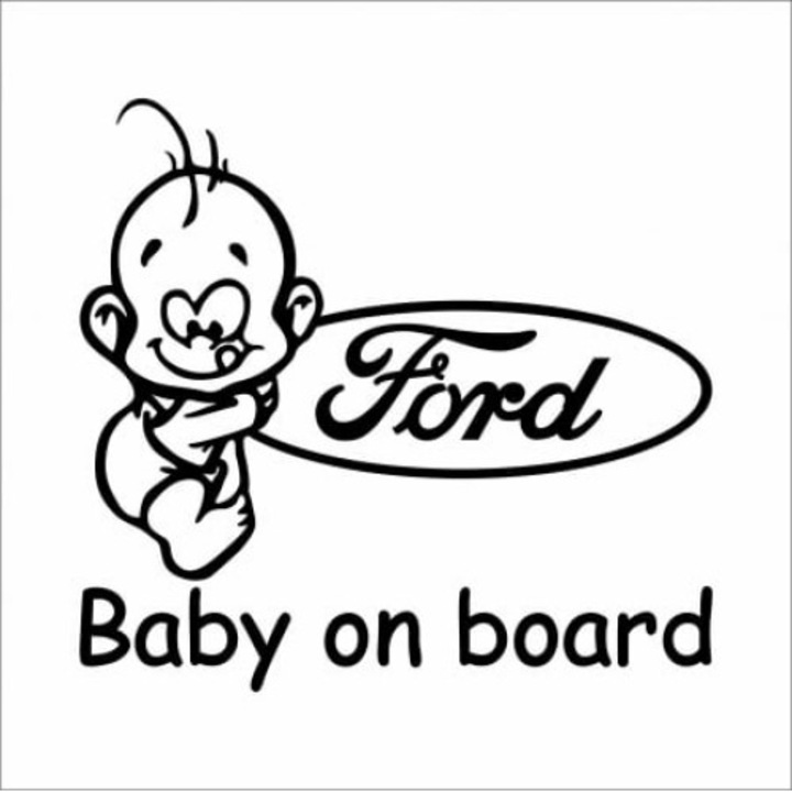 Sticker Baby On Board Ford - 15 CM - Alb - eMAG.ro