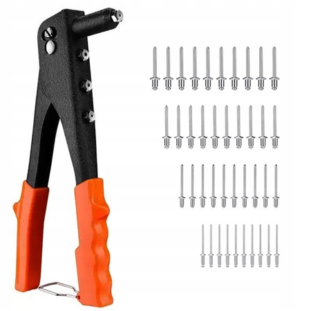 Set cleste popnit cu 4 capete si 4 seturi de nituri, negru/portocaliu ...