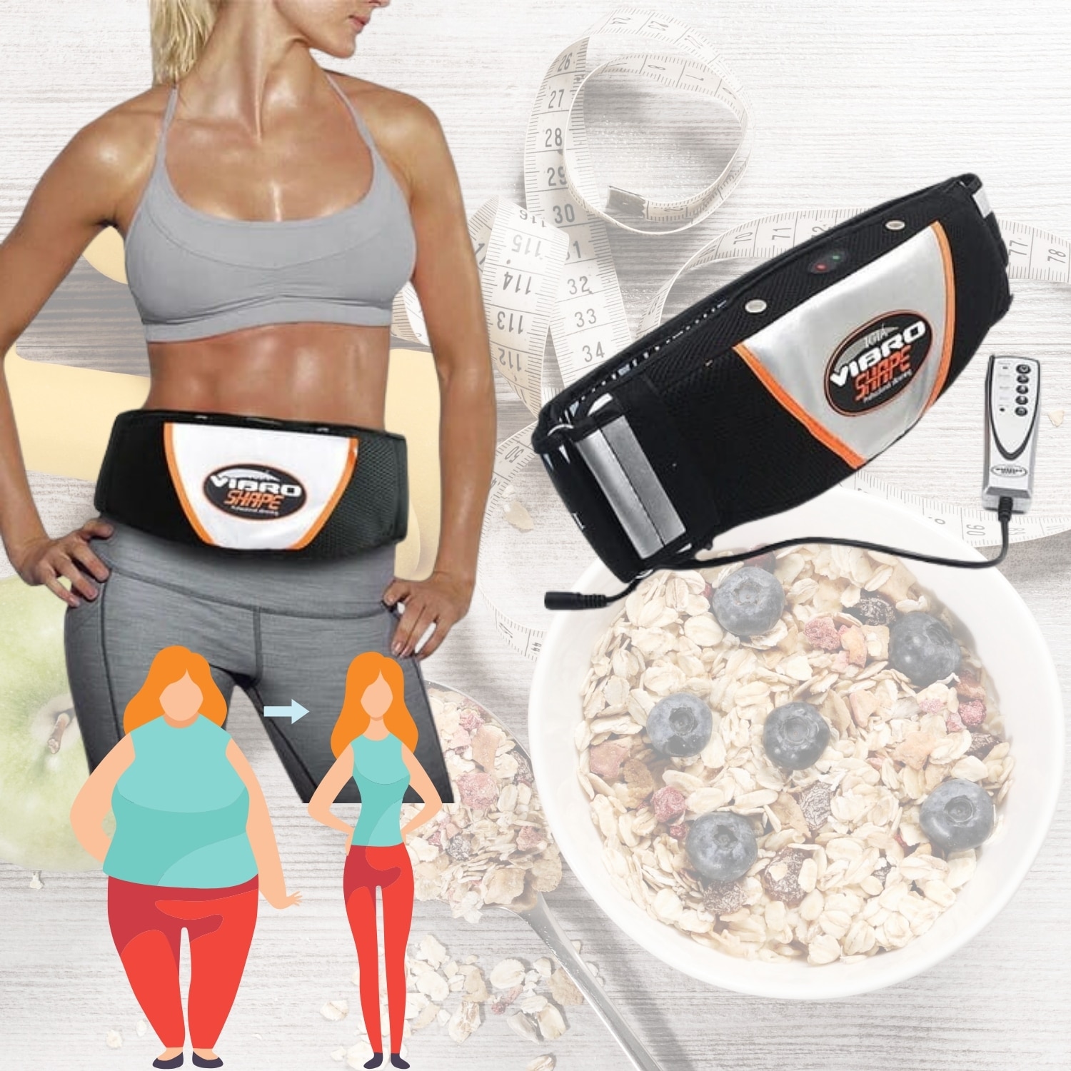 Centura abdominala de masaj GALAXIA®, slabire si modelare VIBRO SHAPE ...