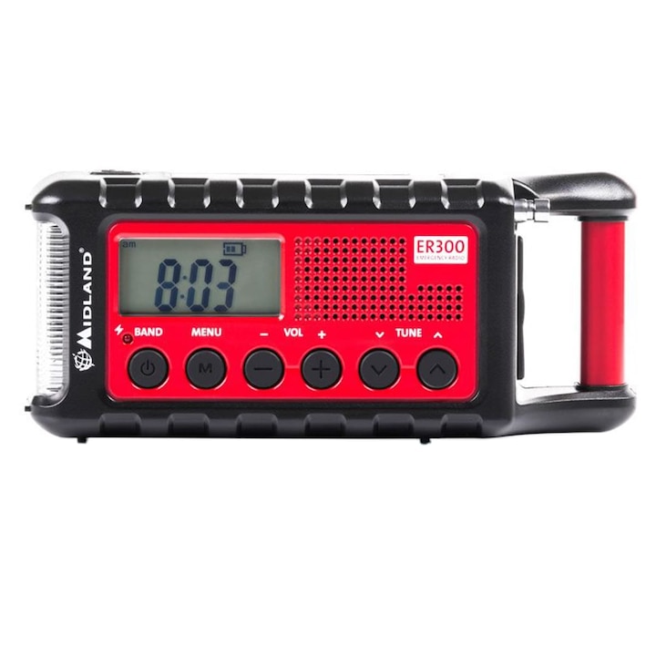 Radio de urgenta, Midland, ER300, LED, AM/FM, 192 x 86 x 57 mm, Negru ...