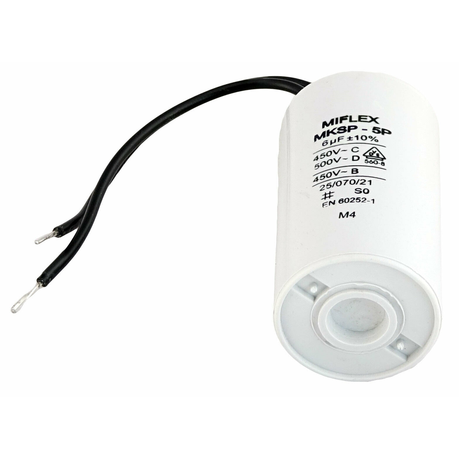 Condensator motor, MIFLEX, 6uF, 450Vac, v7, Alb/Negru - eMAG.ro