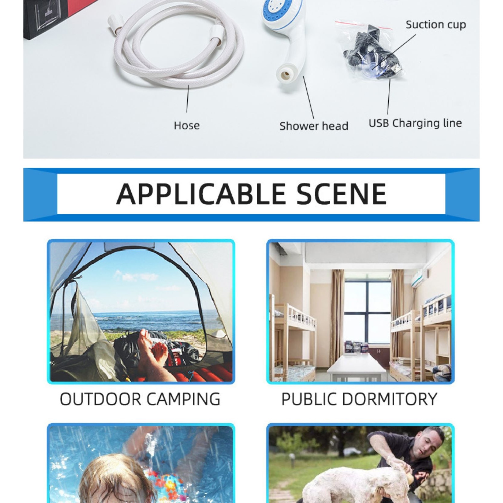 Dus portabil pentru camping, potrivit pentru dus interior/exterior ...