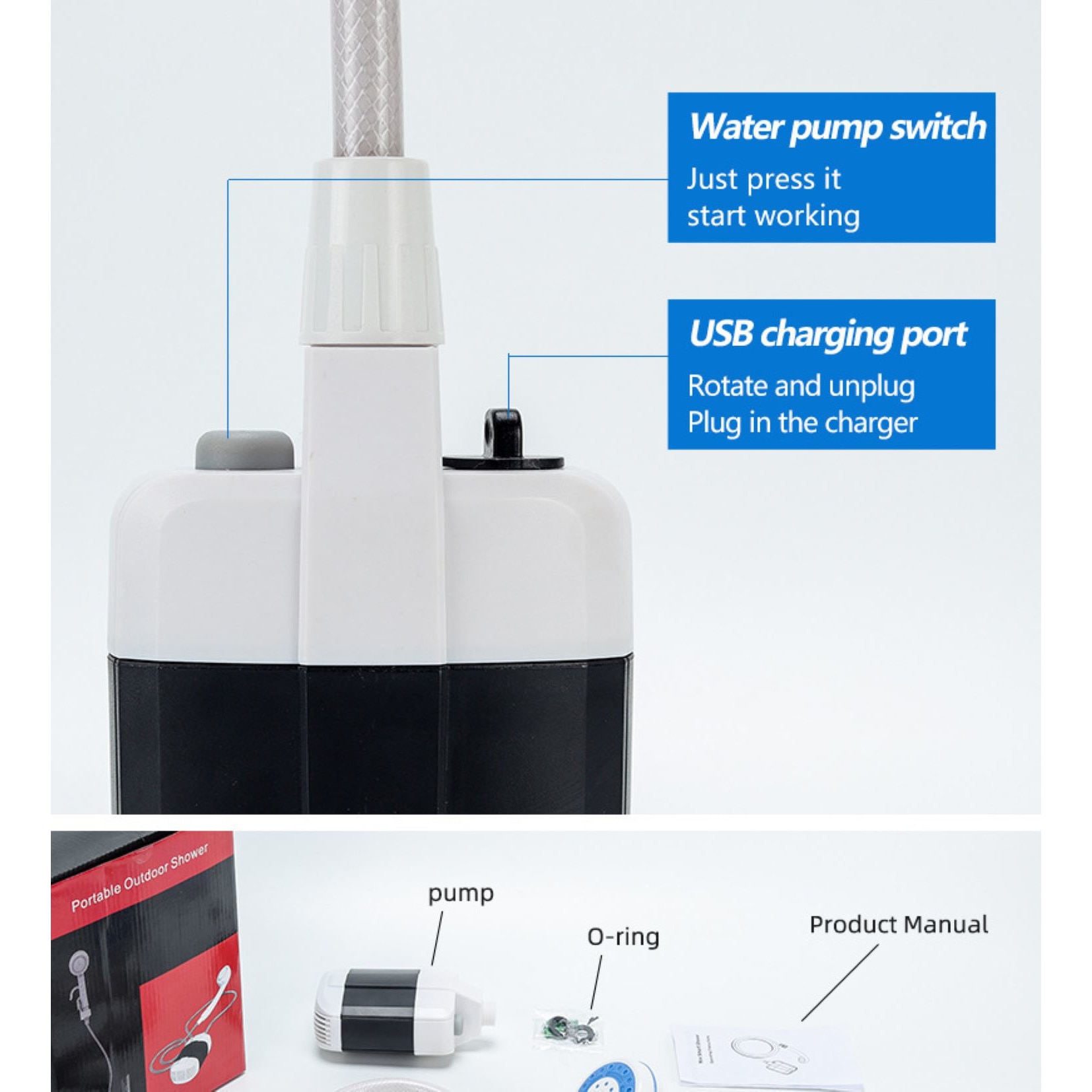 Dus portabil pentru camping, potrivit pentru dus interior/exterior ...