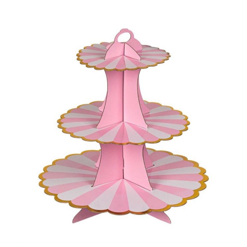 Suport pentru dulciuri cu 3 nivele, roz, auriu - eMAG.ro