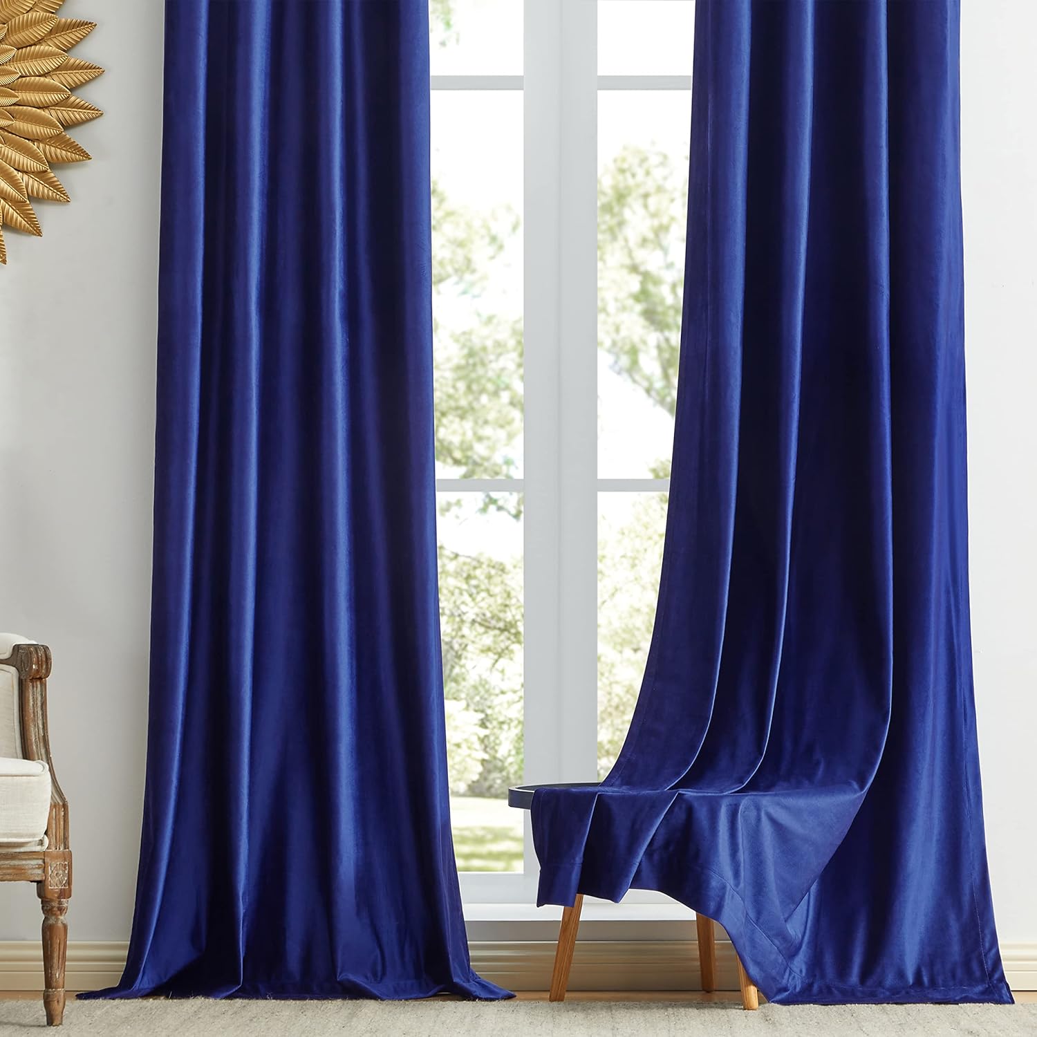 Set de 2 Draperii din Catifea cu inele metalice, Perdele Opace ...