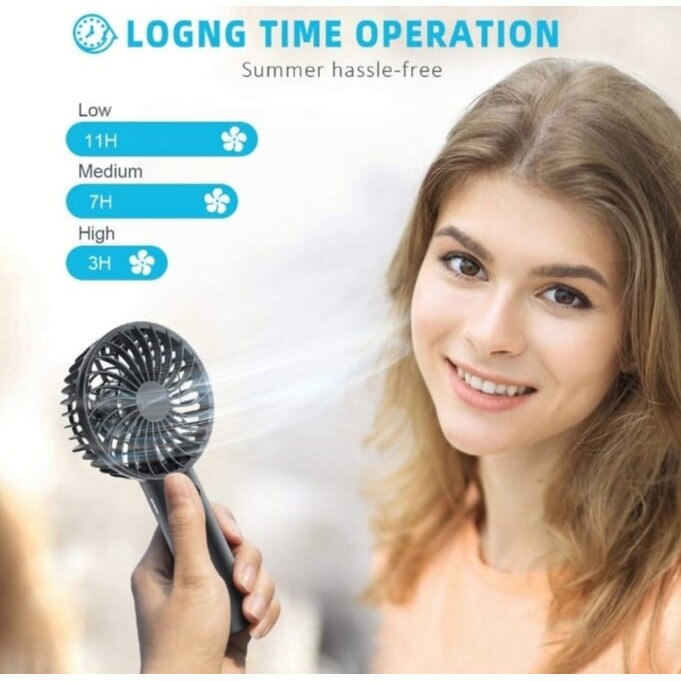 Mini ventilator manual sau de masa, cu suport pentru telefon si lumina ...