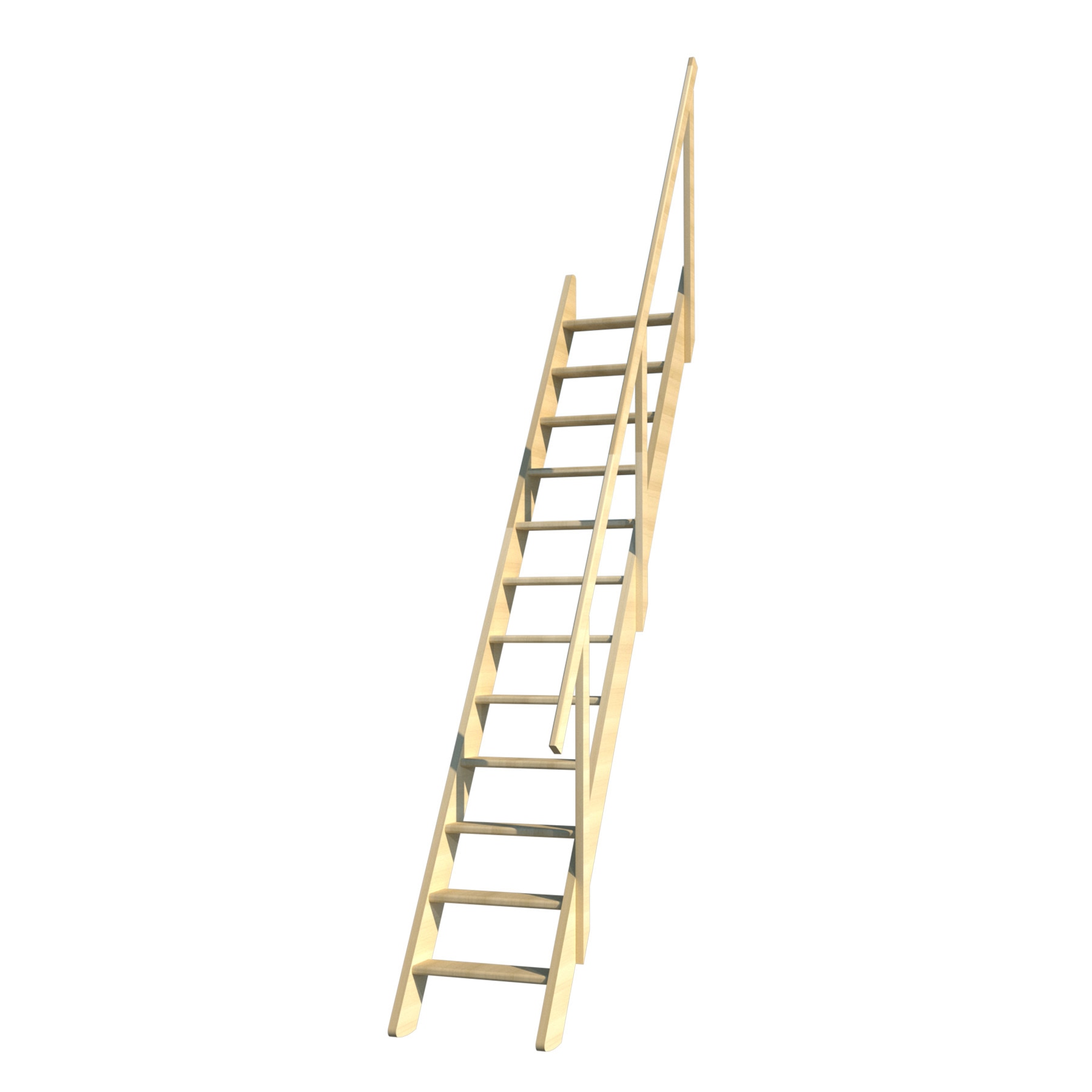 Scara de interior din brad Fichte pentru spatiu redus cu balustrada ...