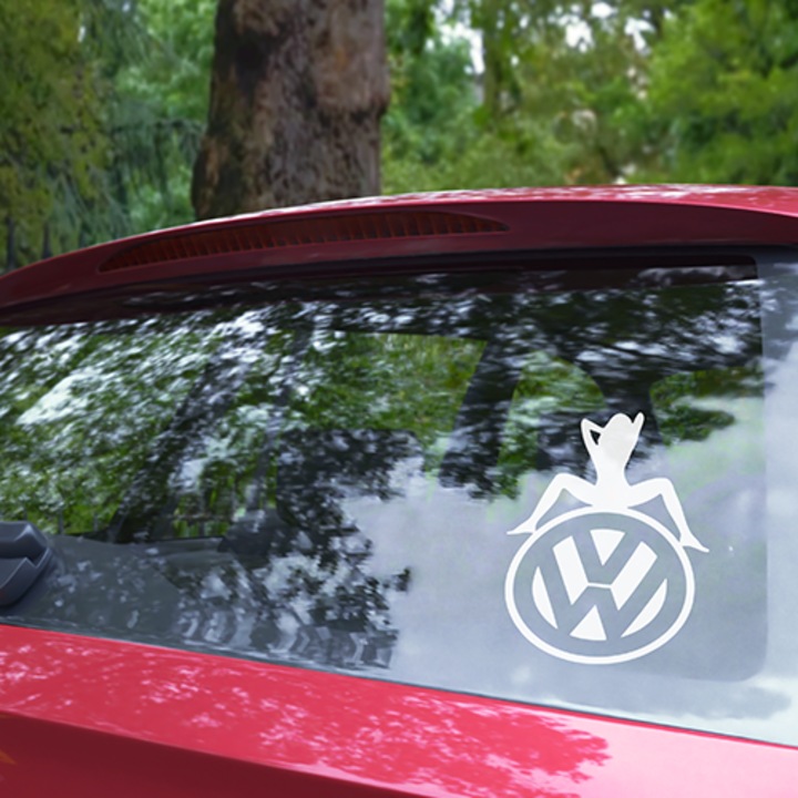 Sticker Auto Sexy Vw Girl 4 - 15 CM - Alb - eMAG.ro