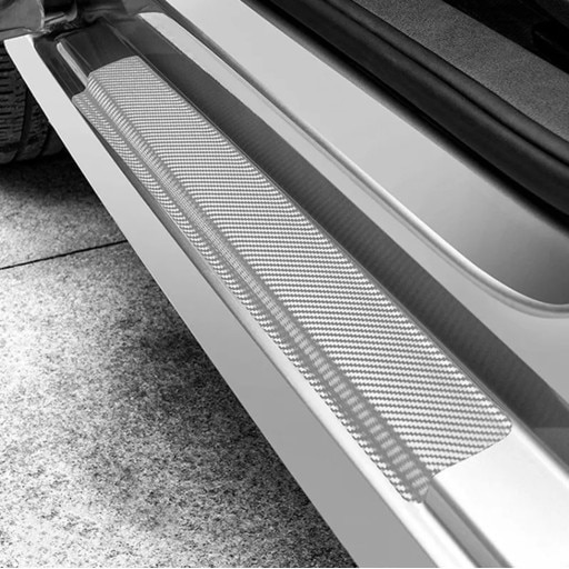 Set 4 protectii pentru praguri auto, polie PVC, argintiu carbon - eMAG.ro