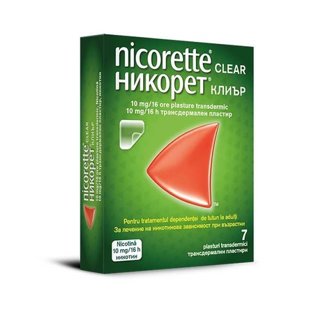 Nicorette Clear, 10 mg/16 h, 7 plasturi, Mcneil - eMAG.ro
